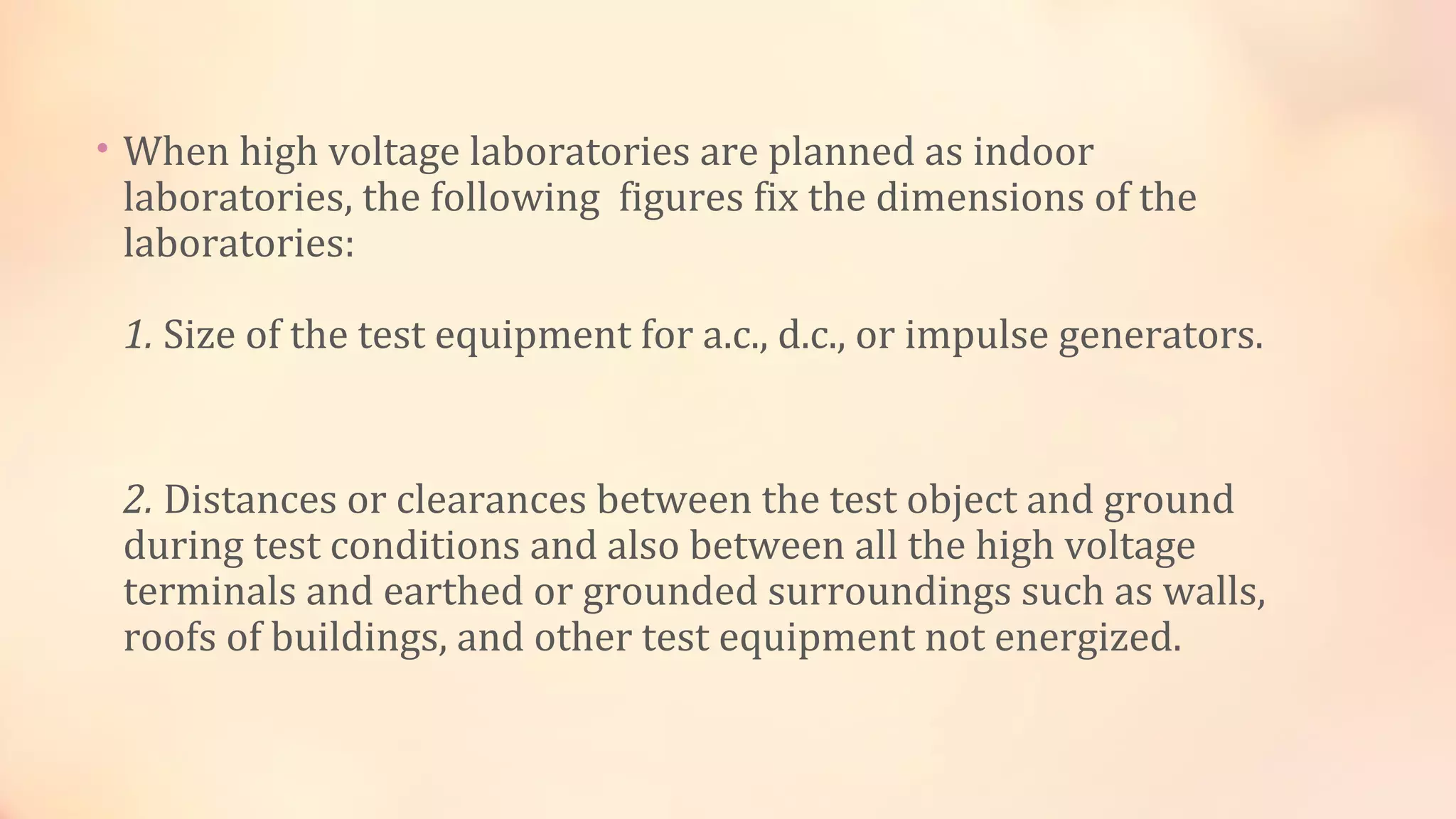 Design, Planning and Layout of high voltage laboratory | PPT