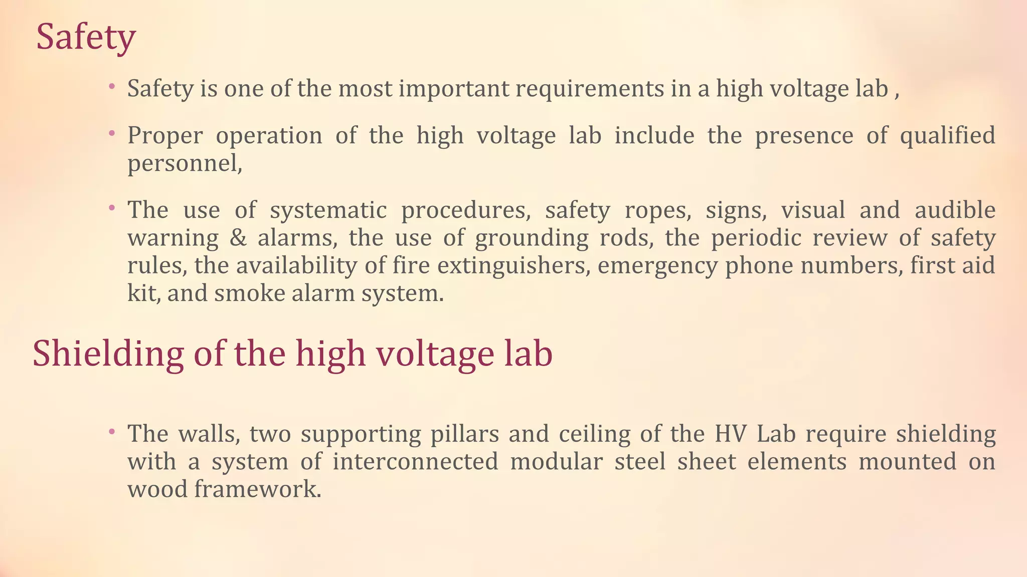 Design, Planning and Layout of high voltage laboratory | PPT
