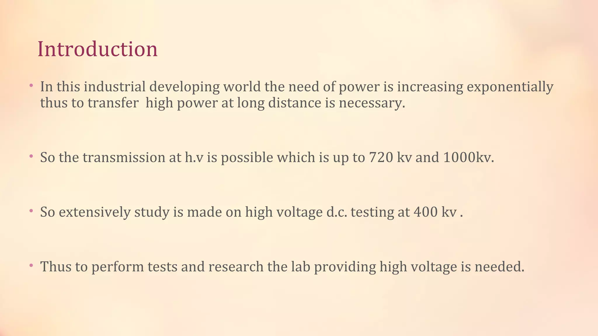 Design, Planning and Layout of high voltage laboratory | PPT