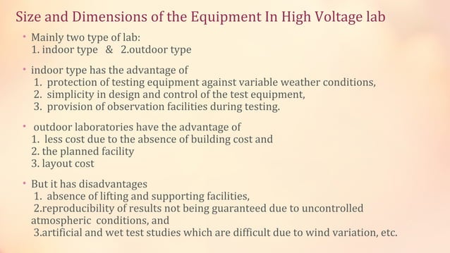 Design, Planning and Layout of high voltage laboratory | PPT