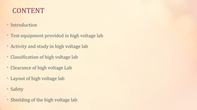 Design, Planning and Layout of high voltage laboratory | PPT