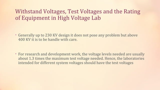 Design, Planning and Layout of high voltage laboratory | PPT