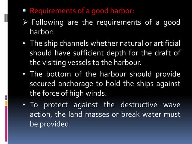 Design principles and requirements of harbours | PPTX
