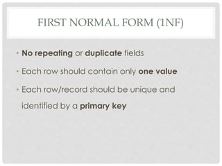 Learn Database Design with MySQL - Chapter 5 - Design principles & normalization | PPTX