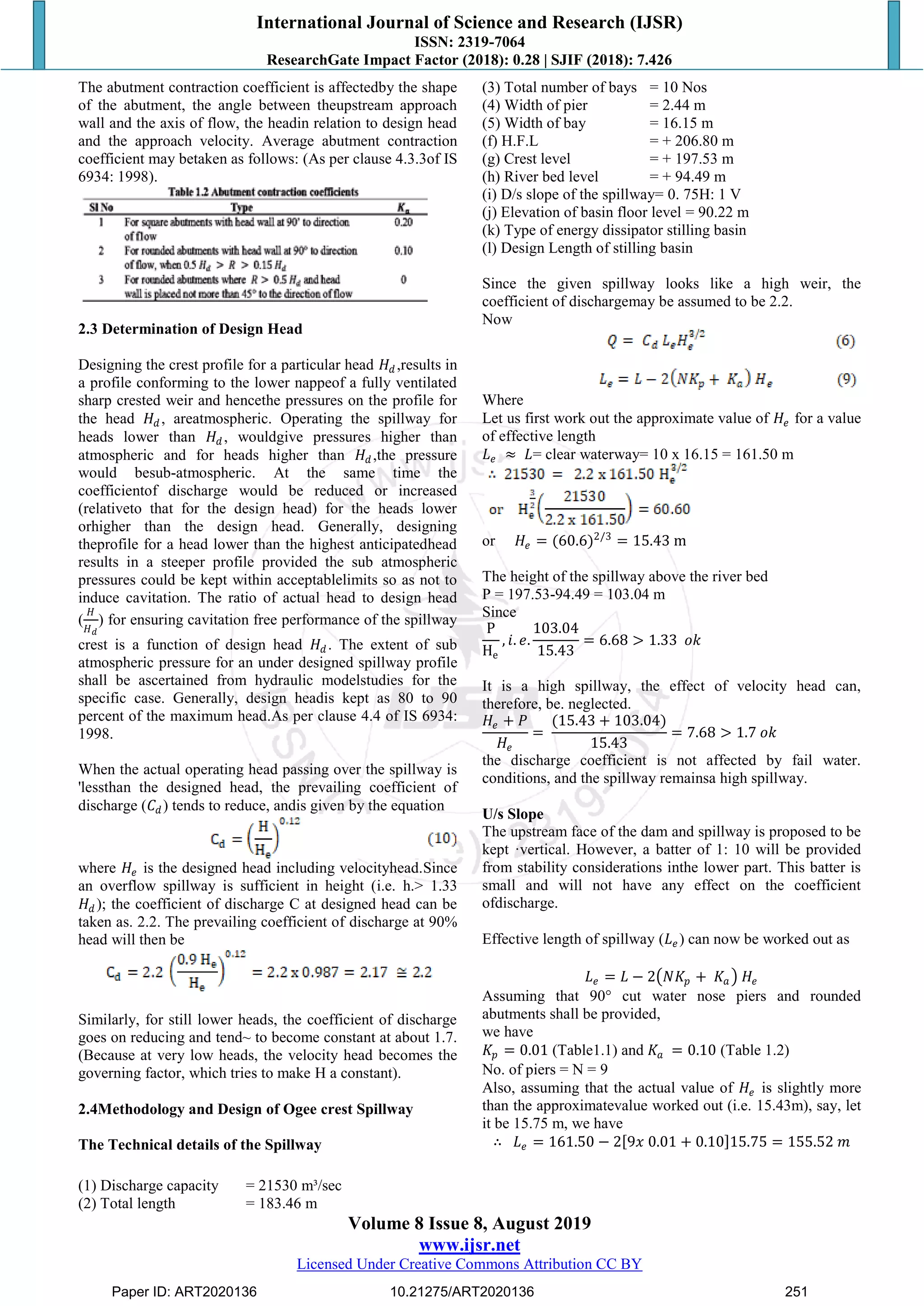 Design Principles that are involved in the Design of Flow over an Ogee ...