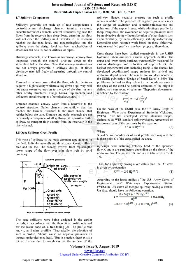 Design Principles that are involved in the Design of Flow over an Ogee ...