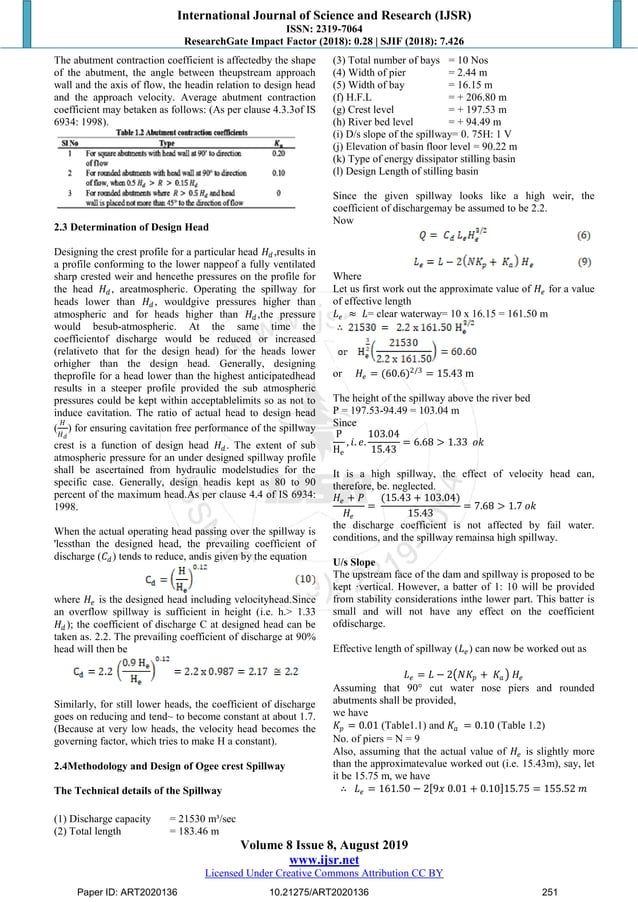 Design Principles that are involved in the Design of Flow over an Ogee ...