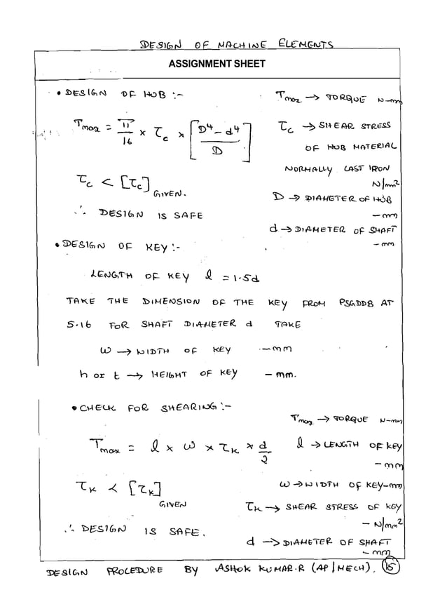 DESIGN OF MACHINE ELEMENTS DESIGN PROCEDURE | PDF | Physics | Science