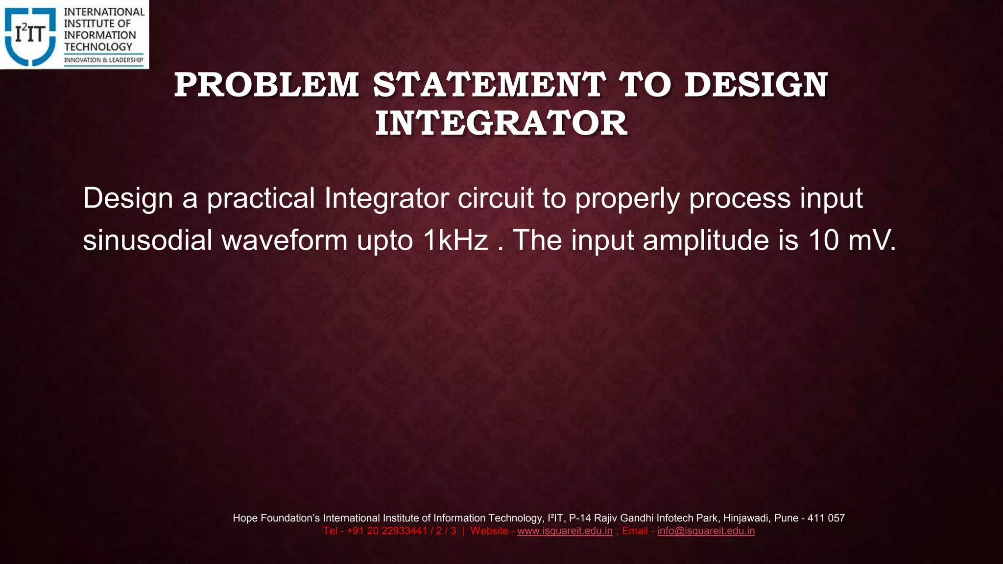 Design Procedure for an Integrator | PPTX