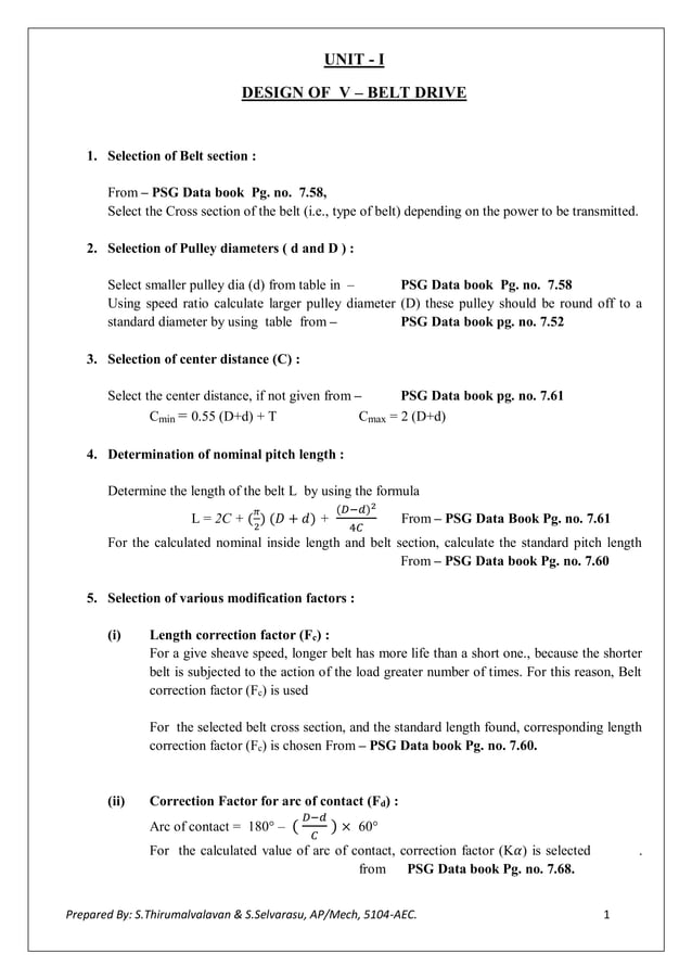 Design procedure for Cast iron pulley, Flat belt drive, V belt drive ...
