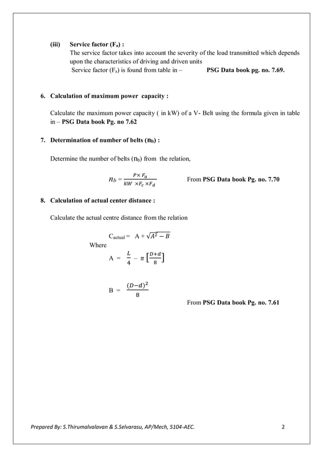 Design procedure for Cast iron pulley, Flat belt drive, V belt drive ...