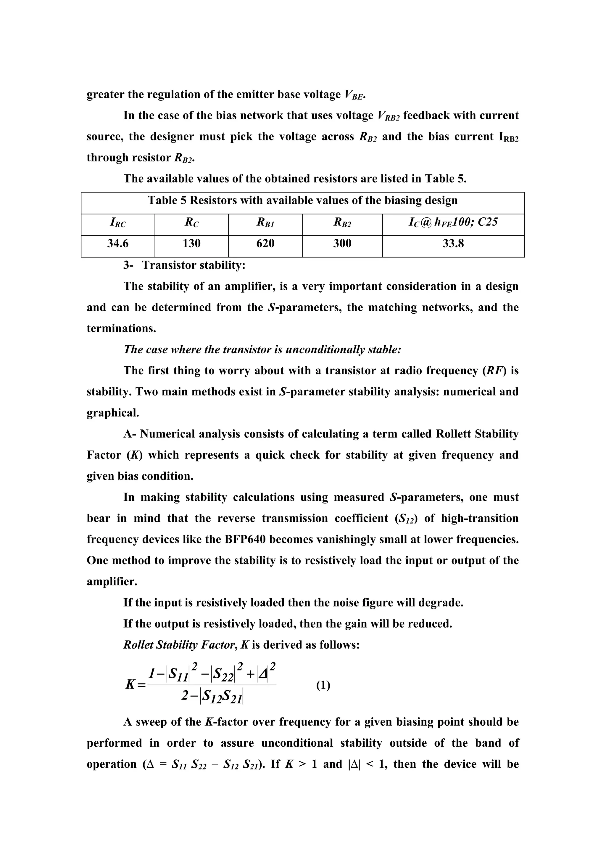 Design procedures of bipolar low noise amplifier at radio frequency ...