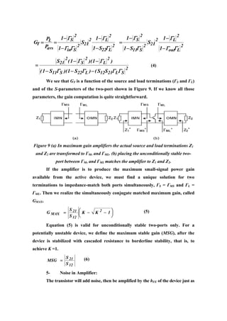 Design procedures of bipolar low noise amplifier at radio frequency using s parameters | PDF