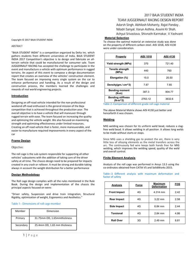 Design Report - ESI 2017 | PDF