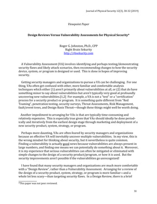 Design Reviews Versus Vulnerability Assessments for Physical Security | PDF