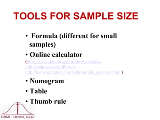 Designs and sample size in medical resarch | PPT