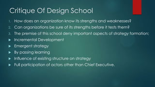 Design school of strategic management | PPT