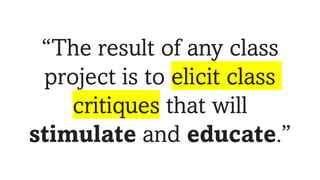 Design School Confidential Class Projects | PDF