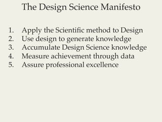 The Design Science Manifesto | PPT