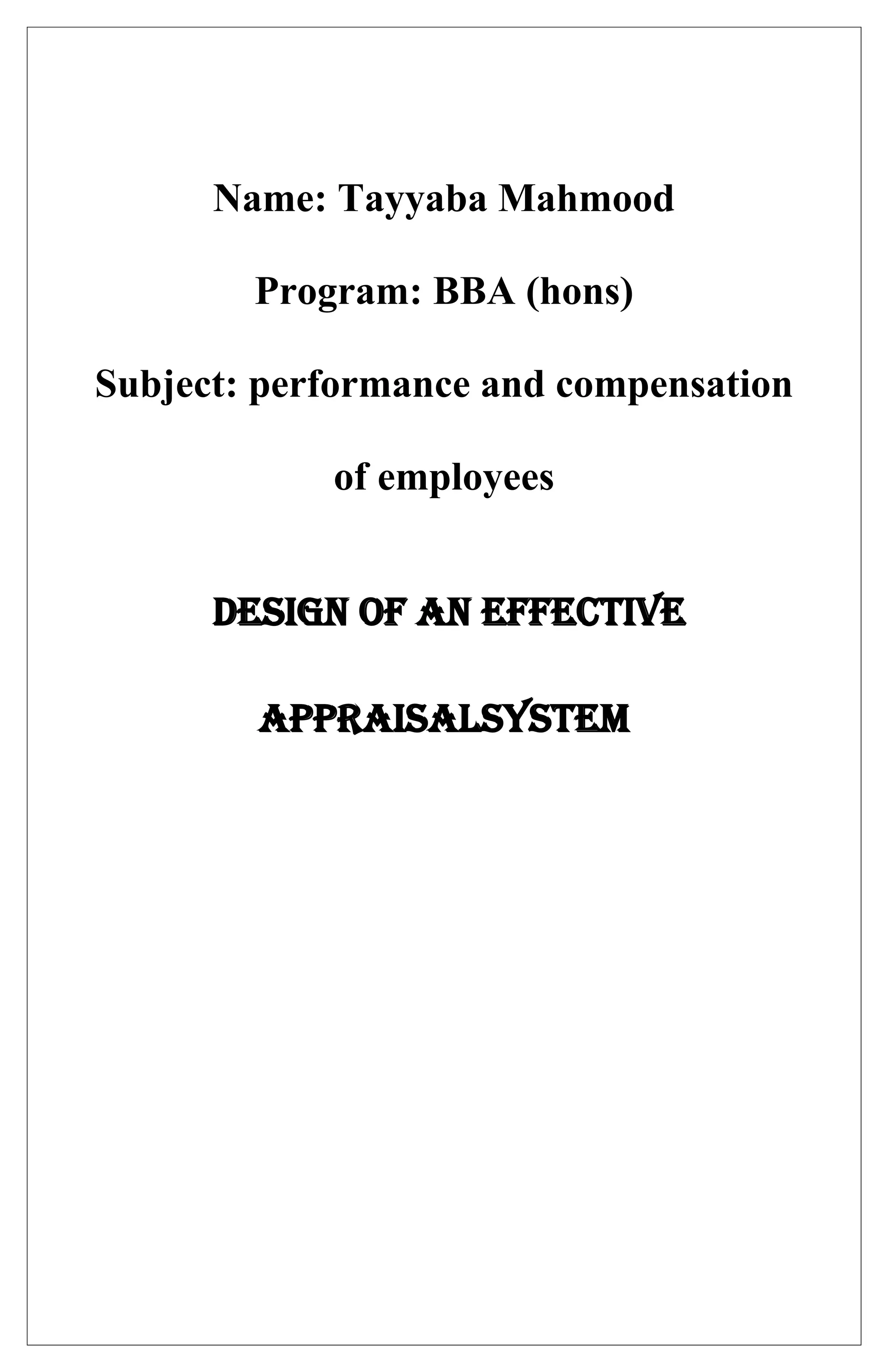Effective Design of appraisal system | PDF