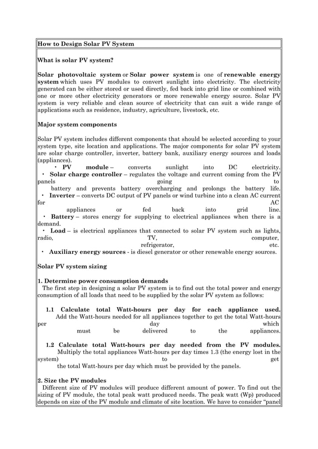 Design solar pv system | PDF | Gas and Electric | Home Utilities