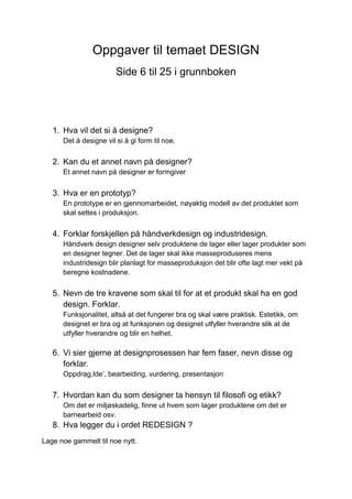 Design, spørsmål | DOCX