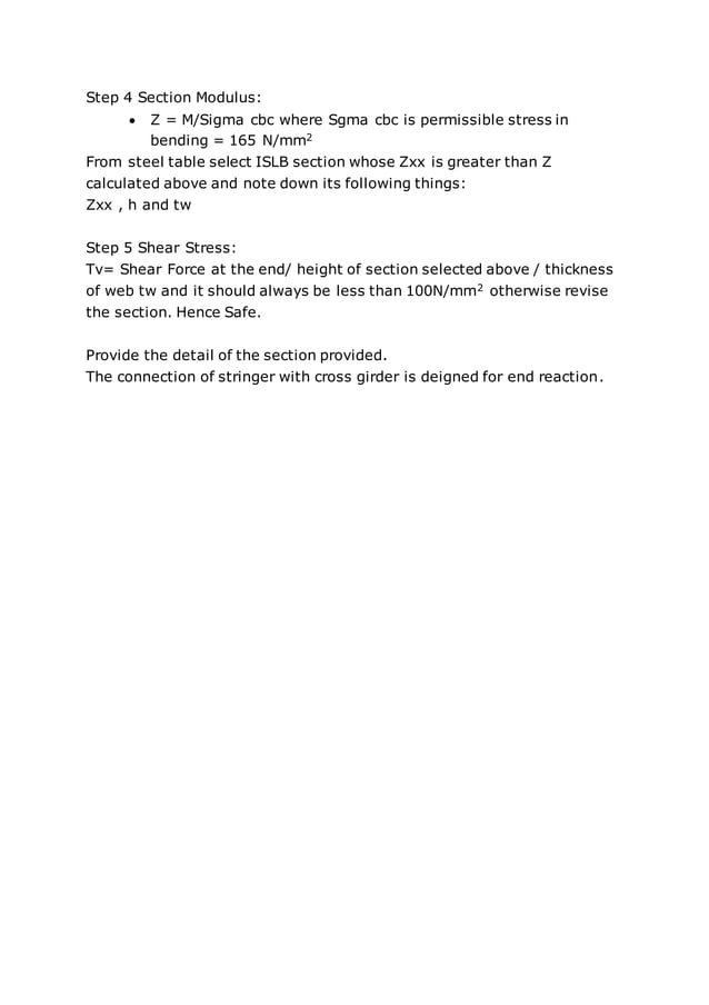 Design steps of foot bridge , stringer and cross girder | DOCX