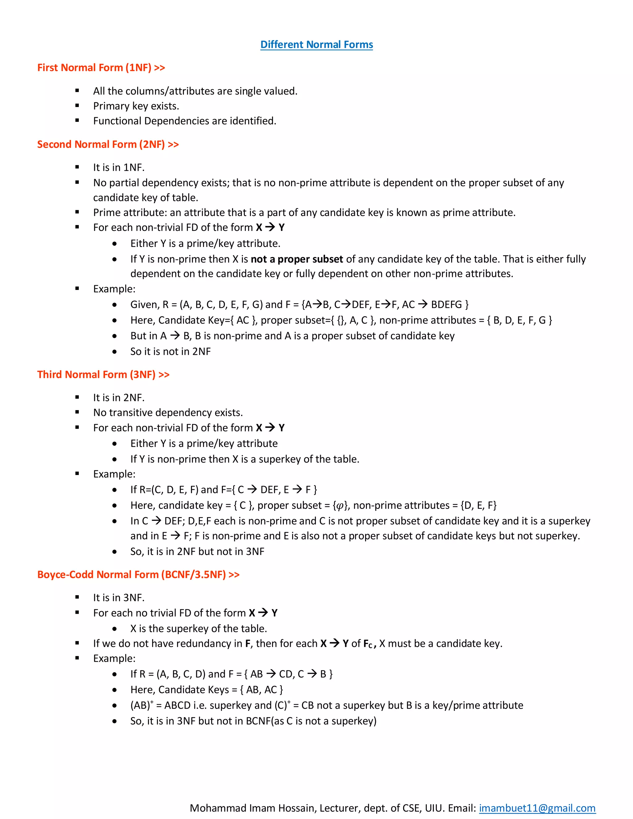 DBMS 12 | Design theory 2 [Normalization 2] | PDF