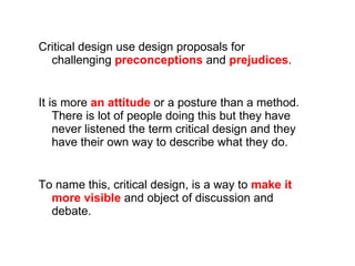 Design thinking, critical artefacts | PPT