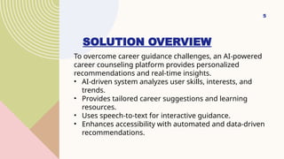 Career Counsellor using Artificial Intelligence and Machine Learning | PPTX