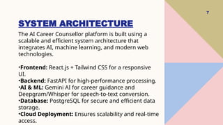 Career Counsellor using Artificial Intelligence and Machine Learning | PPTX