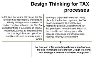 Design Thinking Applied for the Tax department | PDF