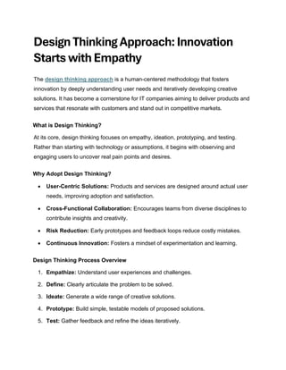 Design Thinking Approach: Innovation Starts with Empathy | PDF