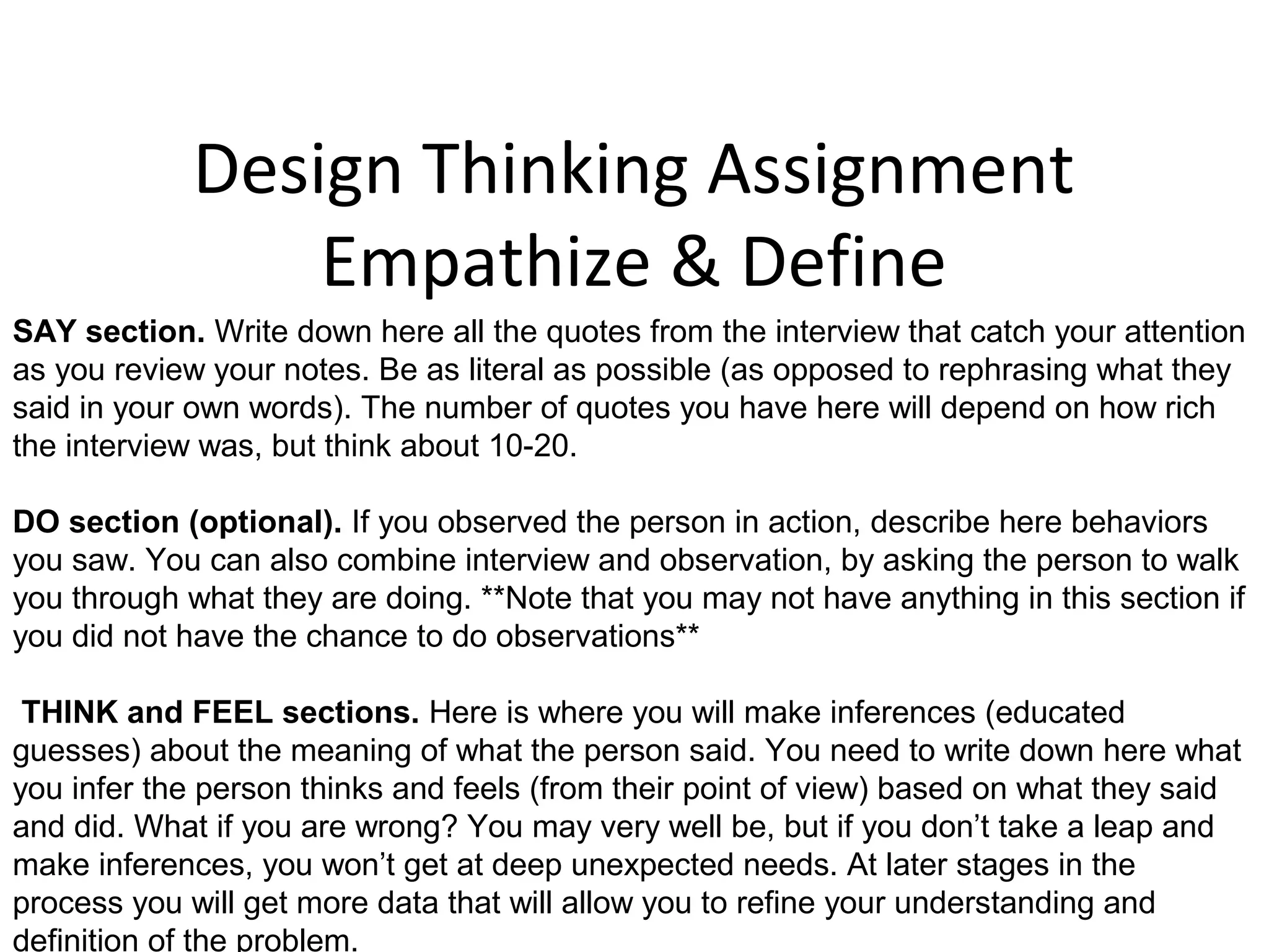 Design thinking assignment empathize & define | PPT