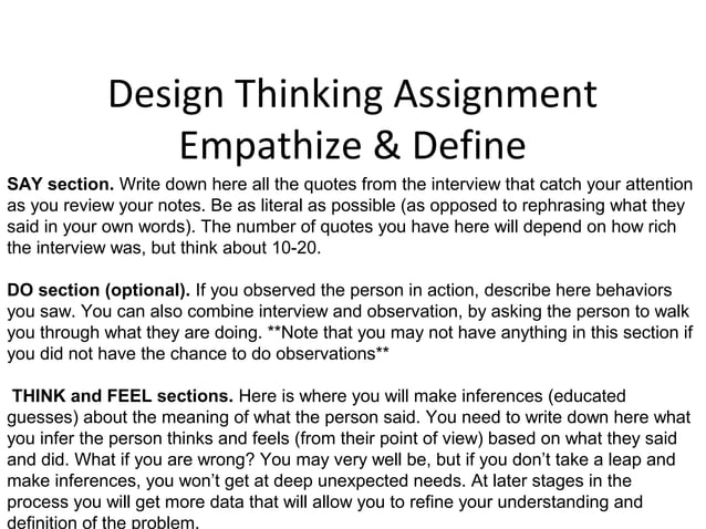 Design thinking assignment empathize & define | PPT