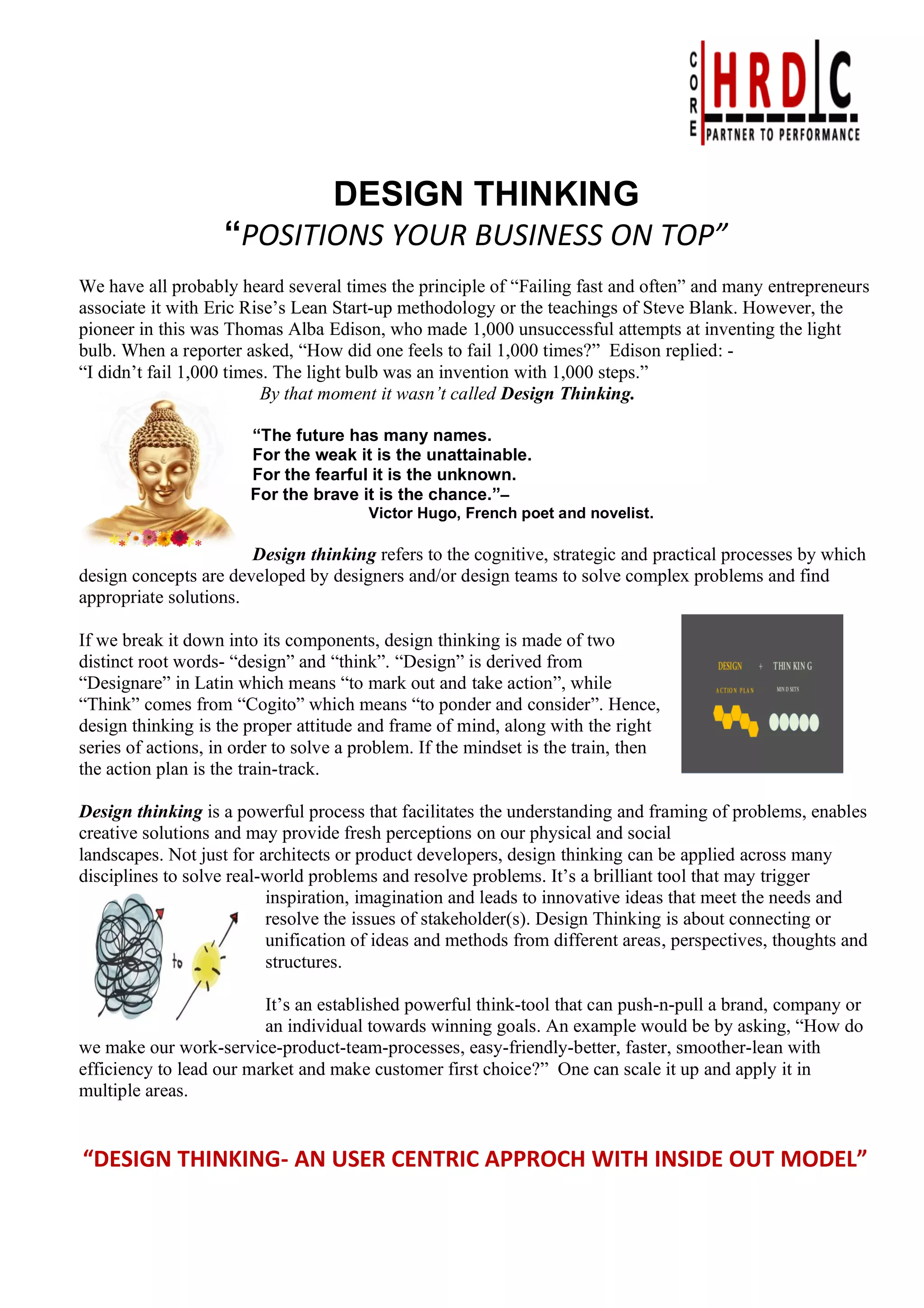 Design Thinking: Positions your business on top. | PDF