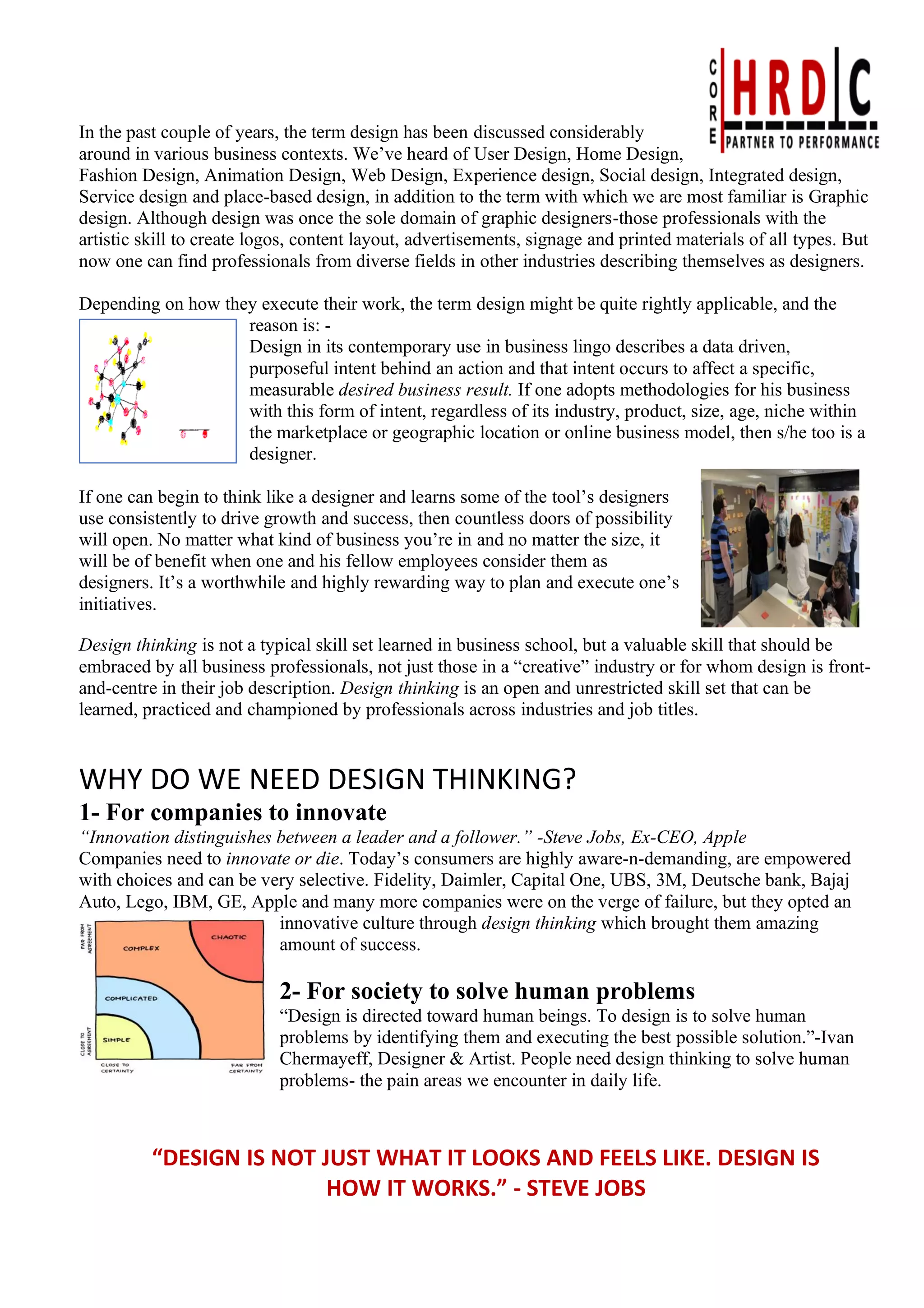 Design Thinking: Positions your business on top. | PDF