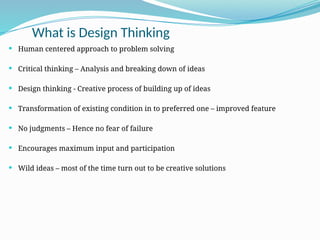 Design Thinking ppt.pptx - Empathize – Connect and understand with people Define – Identify or ...