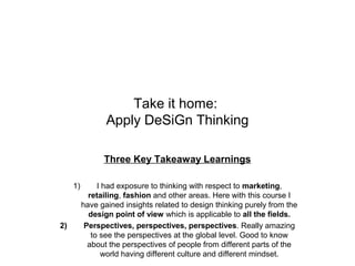 Design thinking takeaway 270813 | PPT