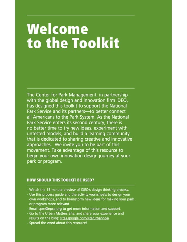 Design Thinking Toolkit tool that use to design work | PDF