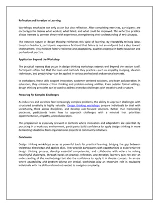 Design Thinking Workshops as a Tool for Practical Learning | PDF