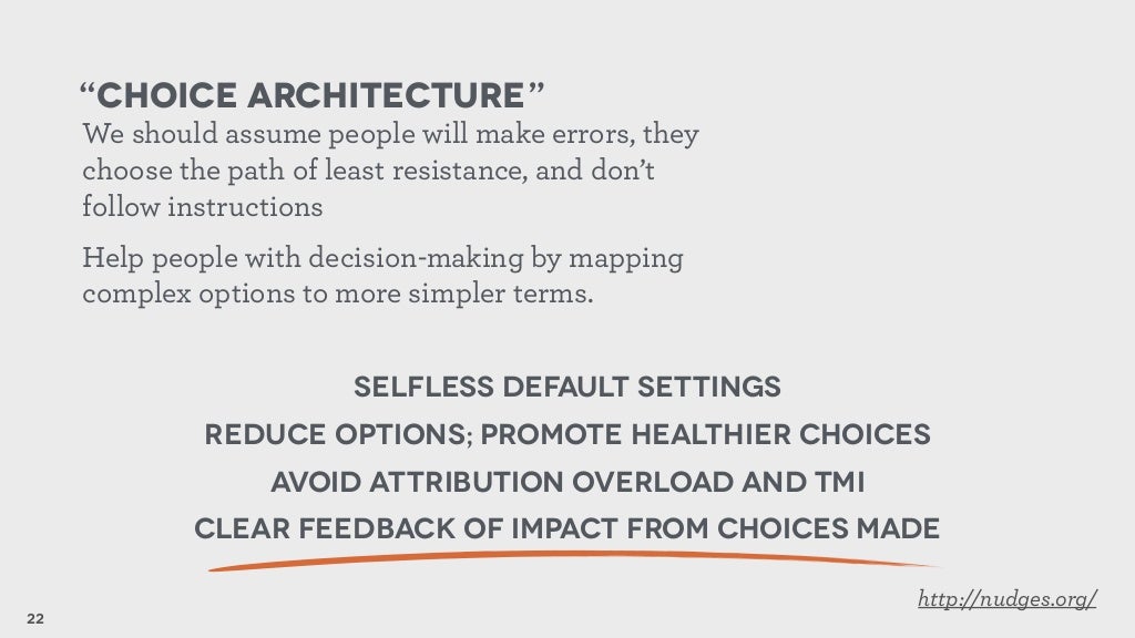 22 “Choice Architecture” We should