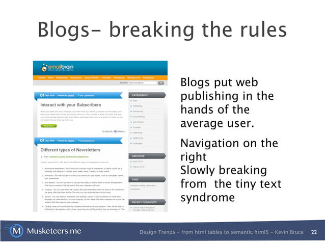 Design trends - from html tables to semantic html5 | PPT
