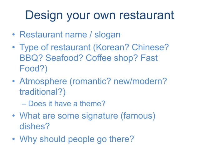 Design your own restaurant | PPTX