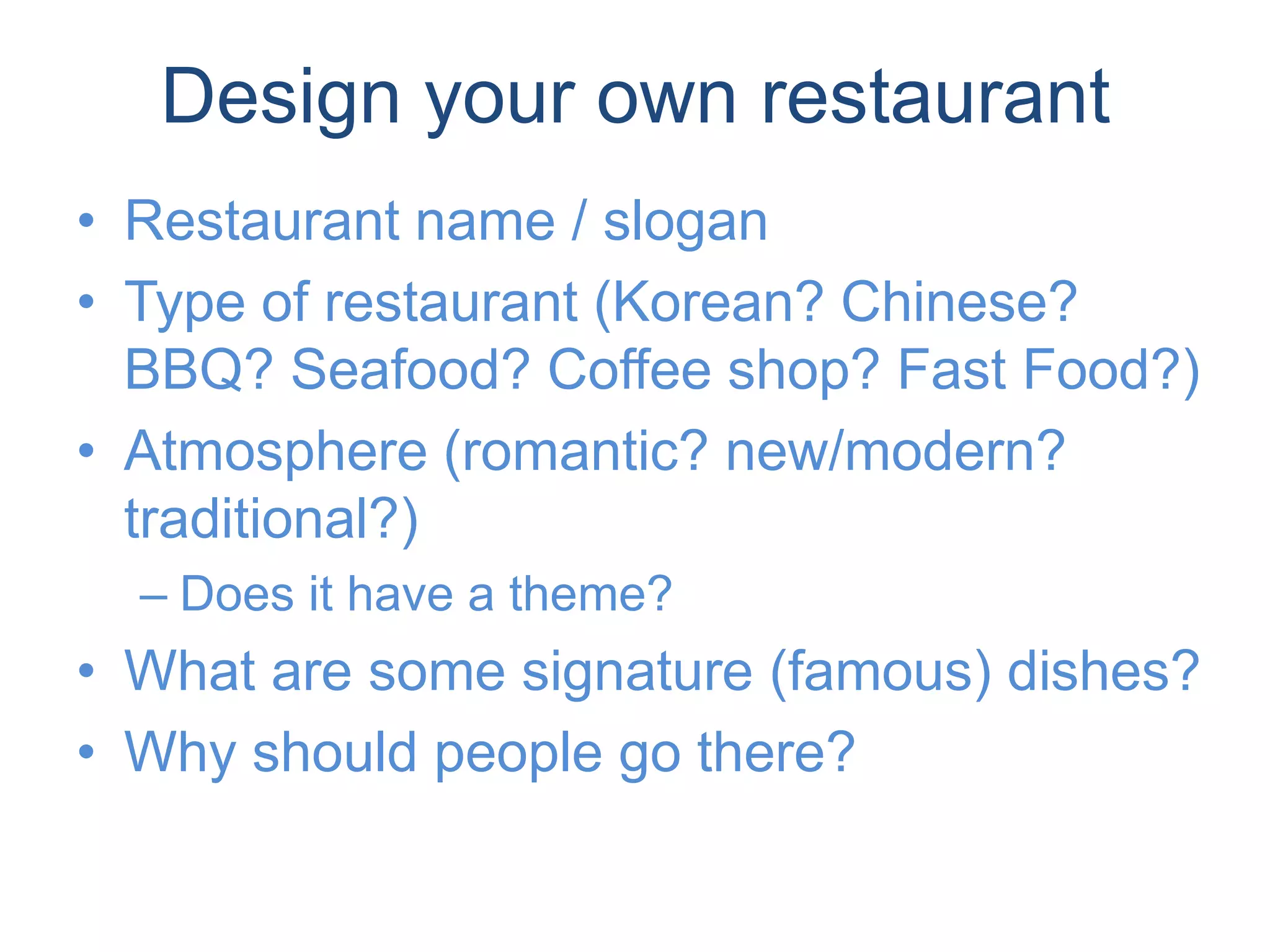Design your own restaurant | PPTX
