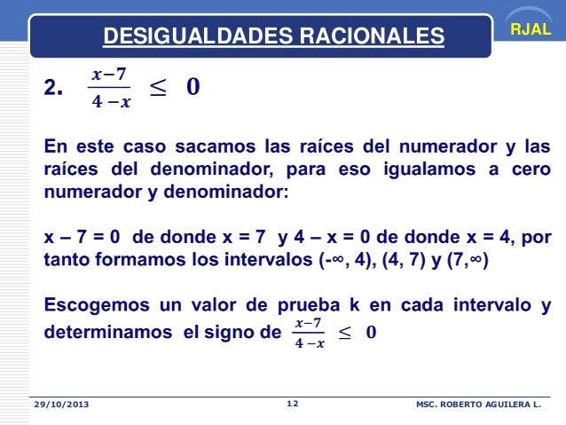Hoja De Trabajo De Desigualdades Racionales