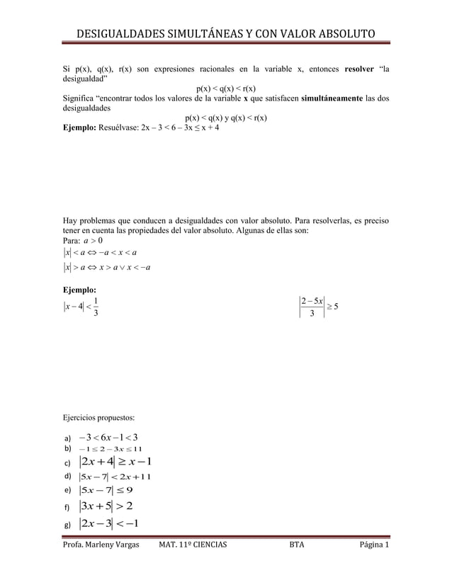 Desigualdades valor absoluto | PDF