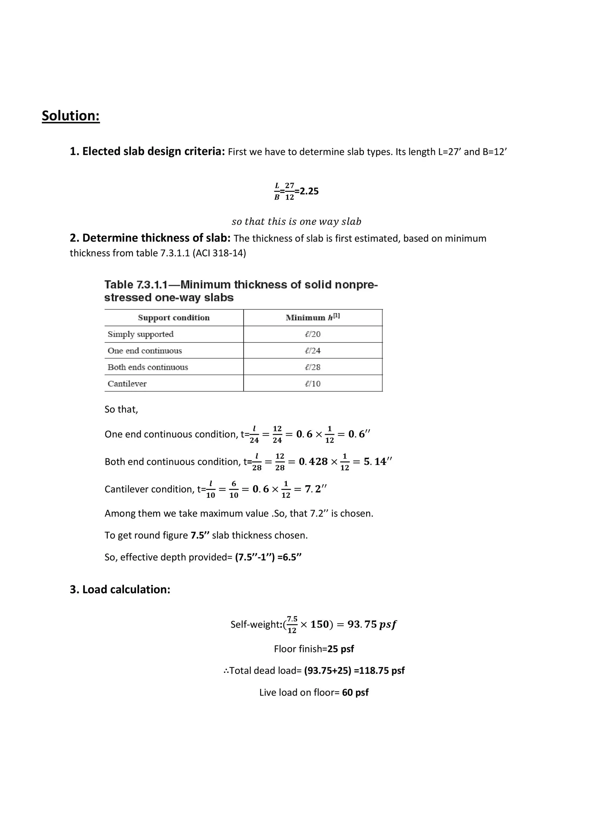 Design of reinforced concrete structures(one way slab)+with calculation ...