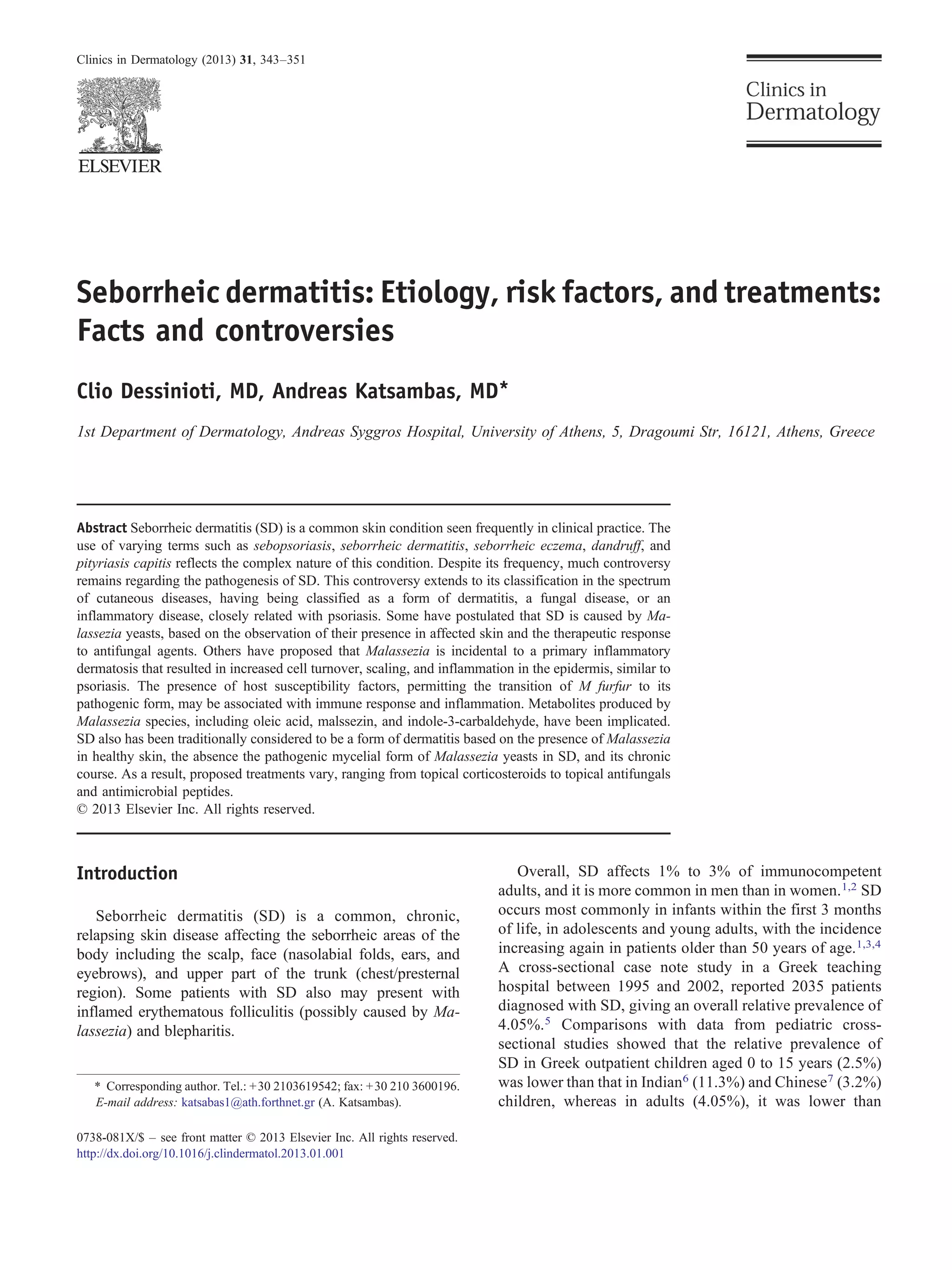 Seborrheic Dermatitis - Risk factors and Treatment | PDF