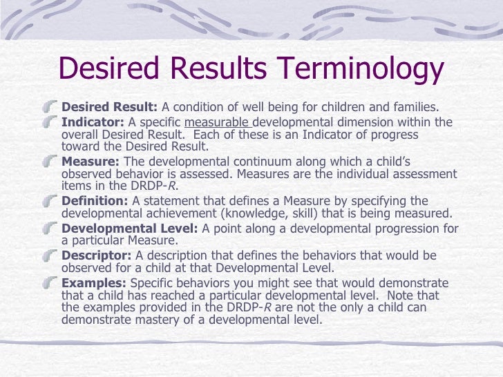 Desired Results - DRDP-R